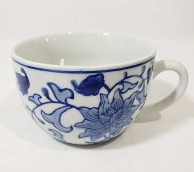 4" Bella Casa Ganz Large Coffee Tea Cup Soup Bowl Dish White with Blue ...