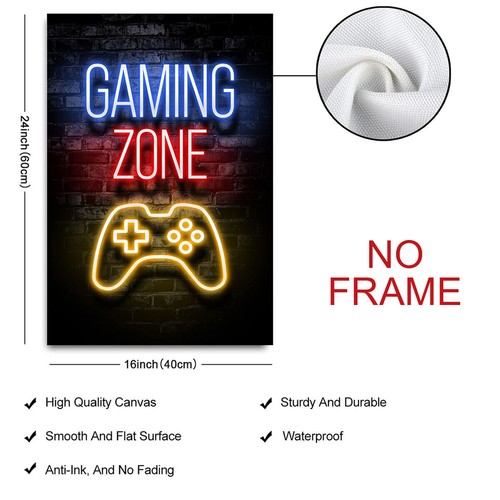 2Pcs Gaming Poster Neon Effect Canvas Print Gaming Wall Art Fashion ...