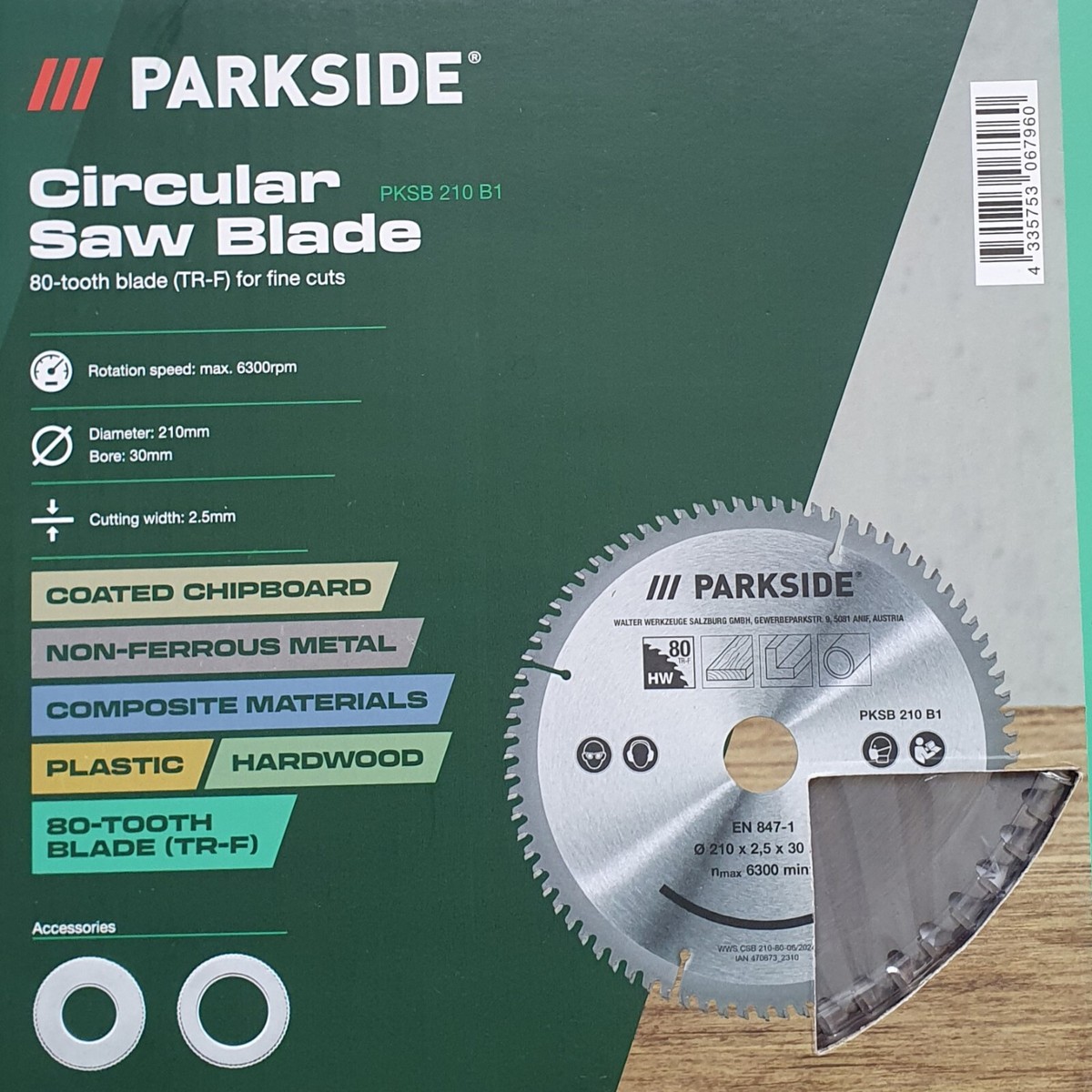 Parkside circular saw blade 210 x 30 80 Tooth 210mm eBay