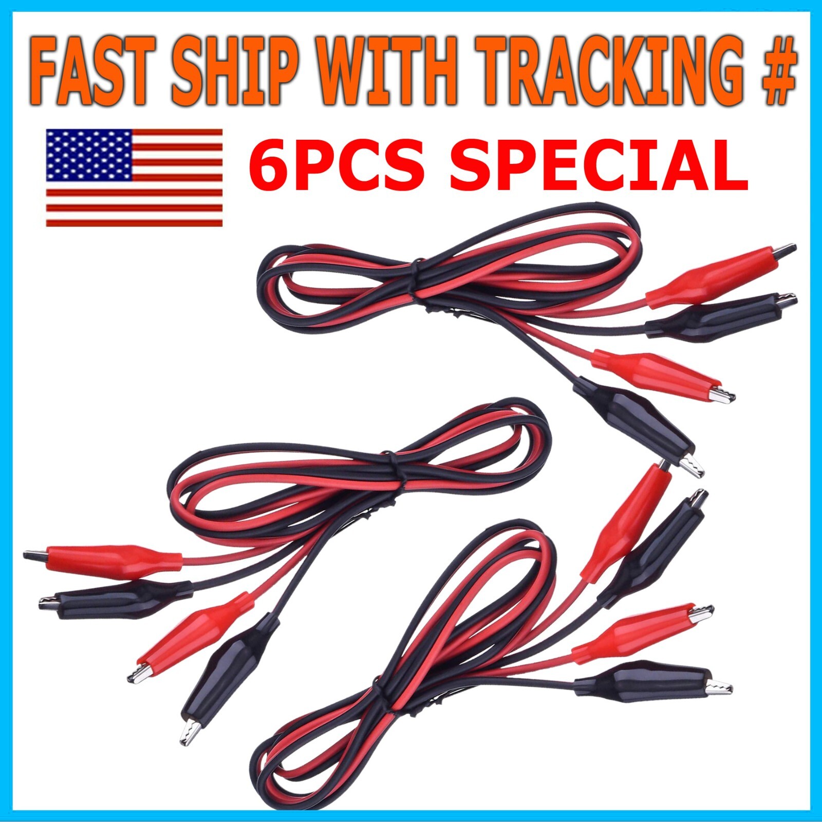 6PCS Double Ended Alligator Crocodile Clip Cable Electric Test ...