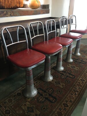 1940’s 50s beautiful Americana Old Diner Stools Peg leg Swivel parlor ...