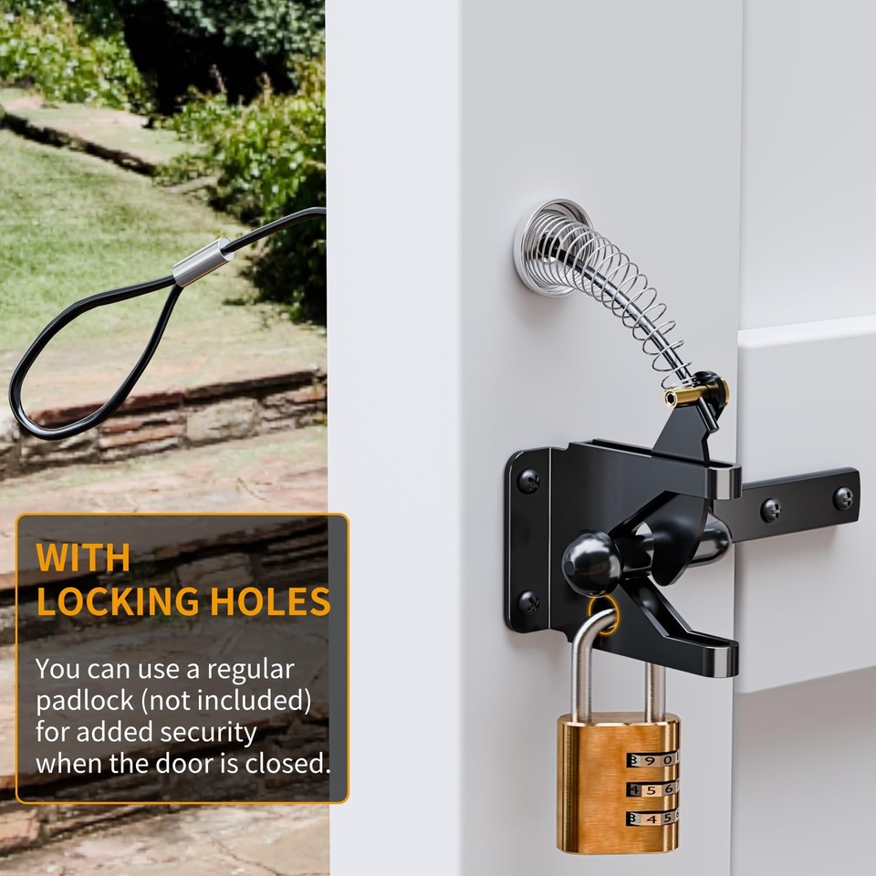 SANKEYTEW Gate Latch with Spring Cable Pull for Fence - Carbon Black | eBay