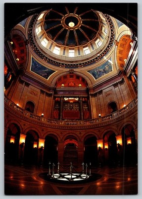Minnesota State Capitol Rotunda Interior Vintage Postcard Historic Dome ...