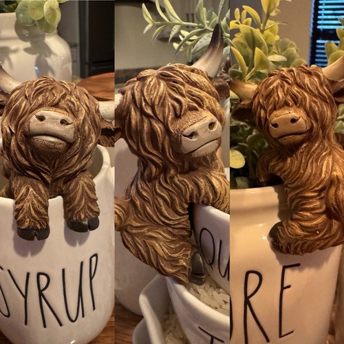 Hobby Lobby Mini Highland Cow Pot Percher Set Of 3 - Hard to find! | eBay