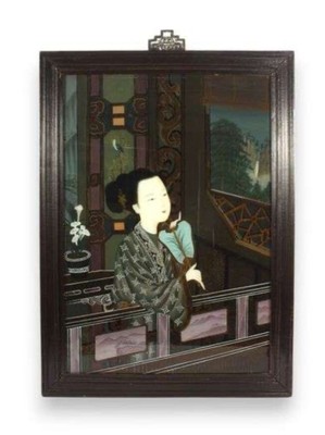 Two Qing Dynasty Chinese Reverse Glass Portrait Paintings | eBay