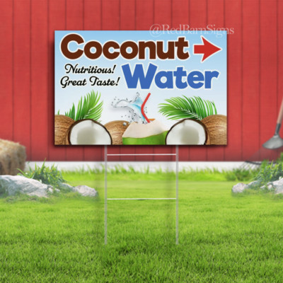 Coconut Water arrow Lawn Yard Sign Single-Sided with metal H-Stakes | eBay