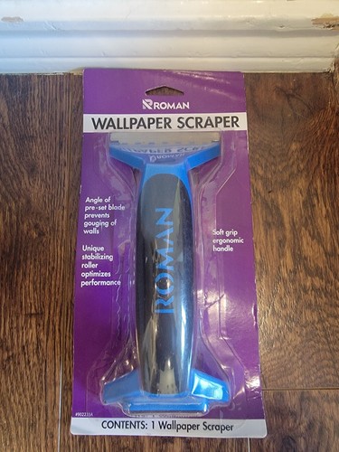 ROMAN Wallpaper Removal Scraper with Roller 3.25-inch Steel Blade Soft ...