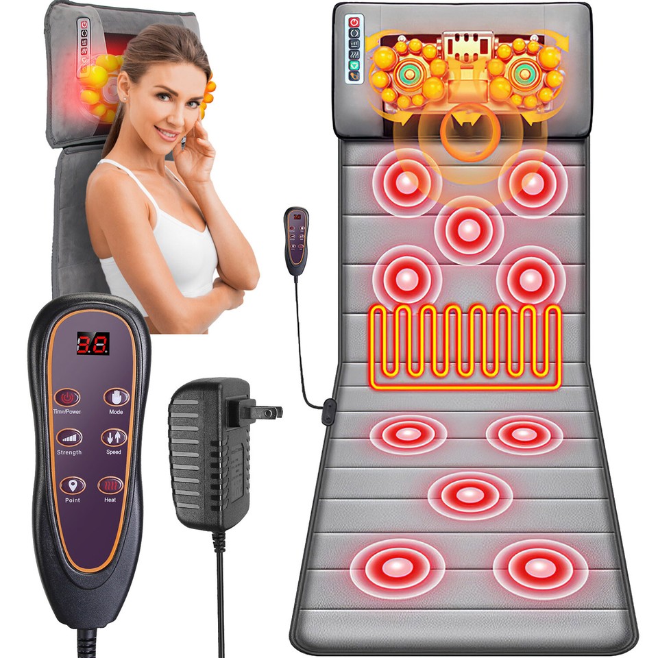 Full Body Massage Mat w/ Heat & Movable Neck Back Massager Pillow ...