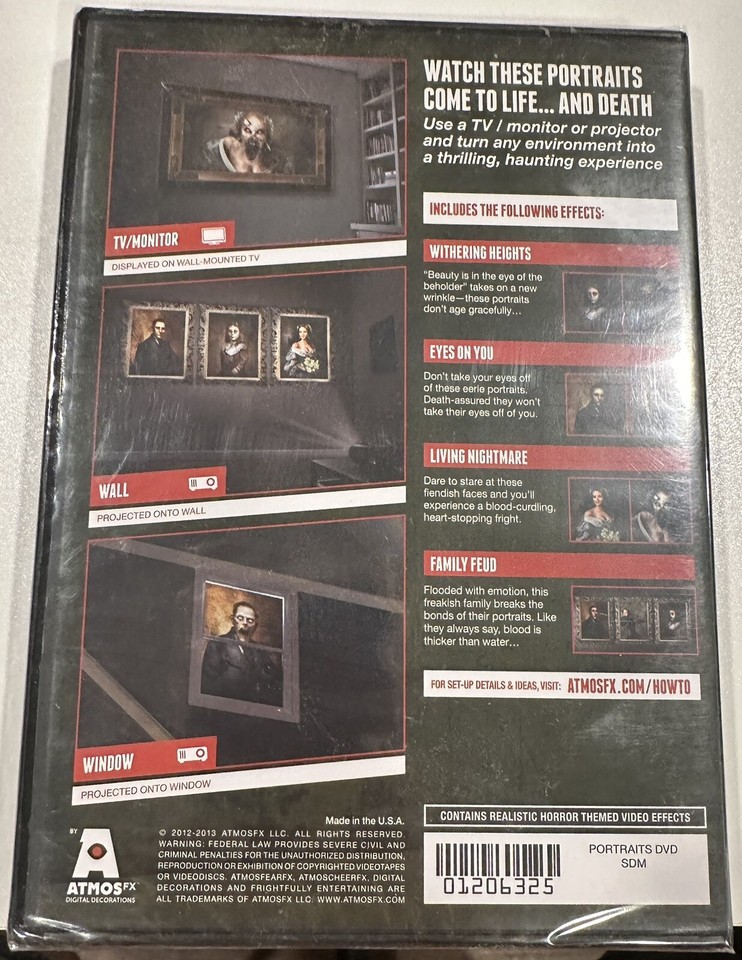Atmos Fear FX Unliving Portraits DVD Halloween Digital Decor Haunted ...
