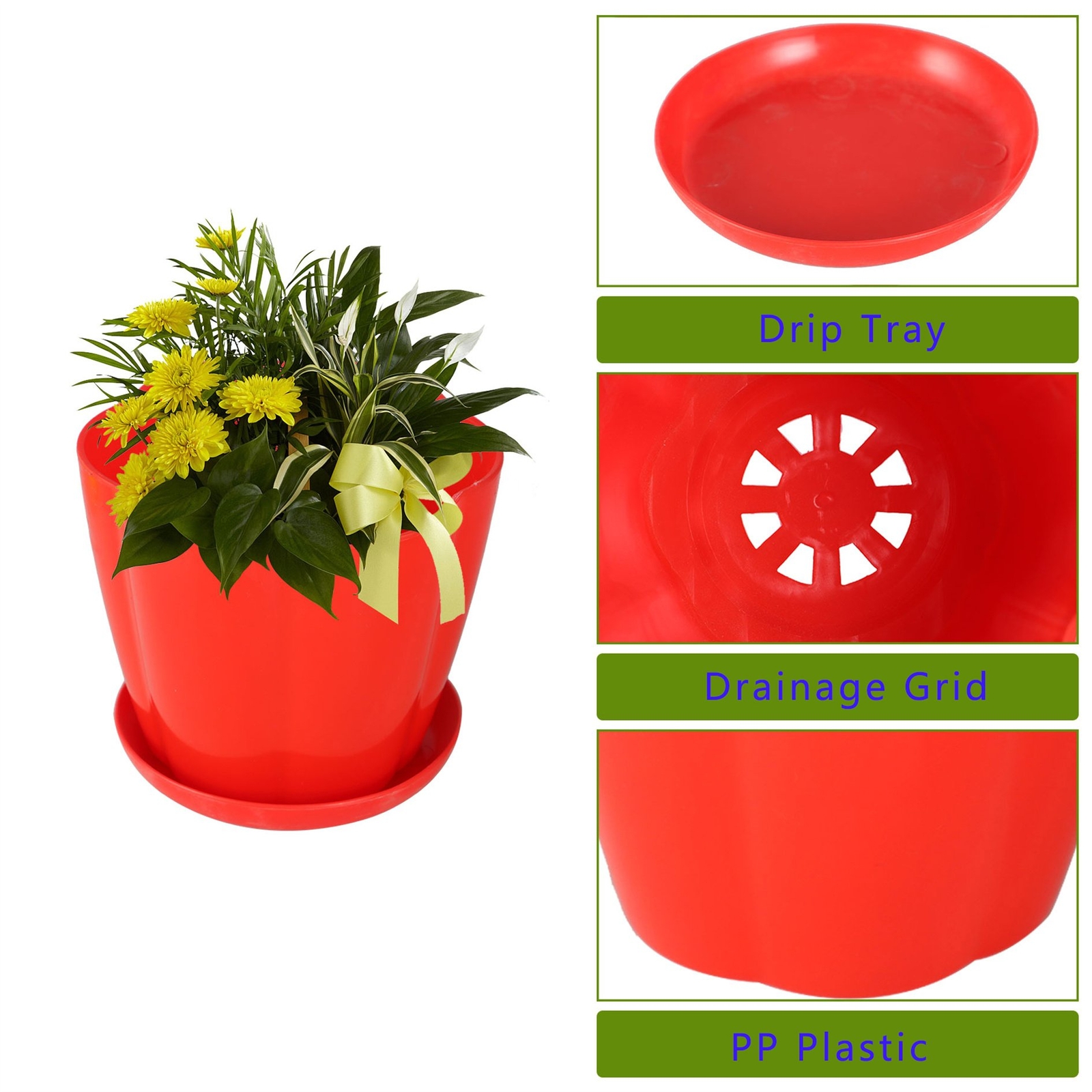 10Pcs Plastic Planter Pots 6.3in Flower Pot Indoor with Drainage Hole ...