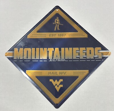 West Virginia Mountaineers Metal Diamond Wall Sign Man Cave Decor NCAA ...