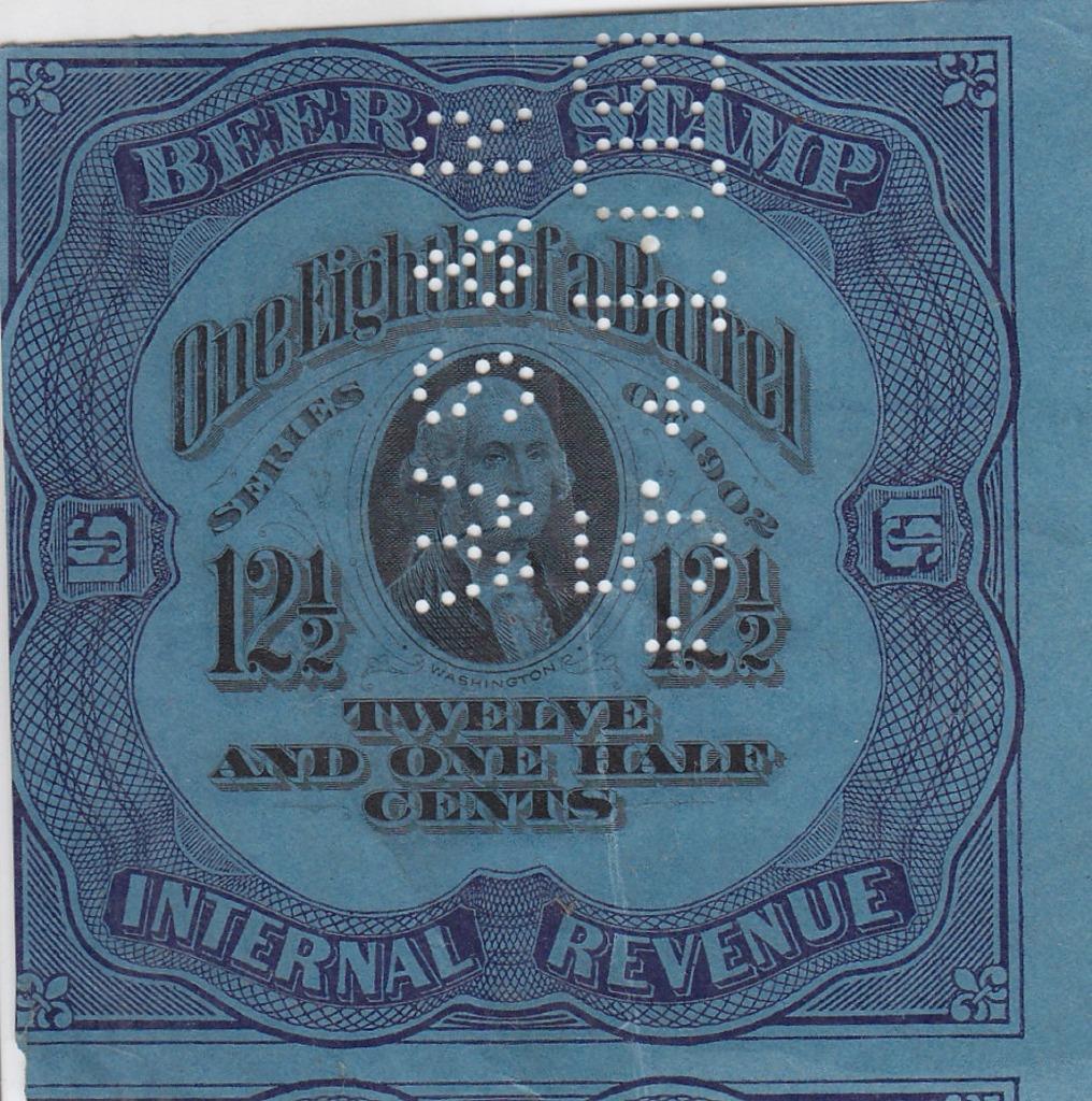 Beer Tax Stamp, Sc #REA 75a, 1902, Dark Blue, Perfin Cancel (25065) | eBay