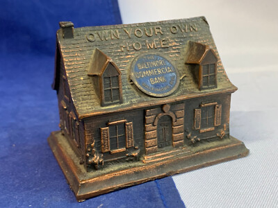 Vtg Rehberger Pot Metal Still Bank "The Baltimore Commercial Bank ...