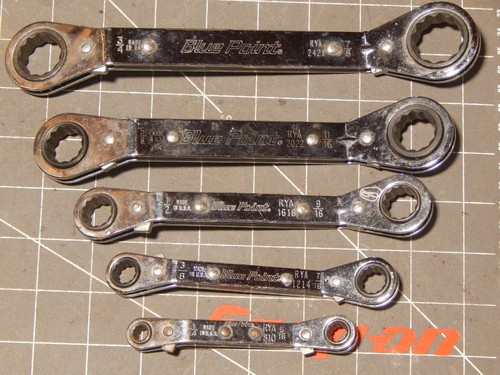 Blue Point 5Pc Offset Double Box Ratchet Ratcheting Wrench Set 1/4" - 7 ...