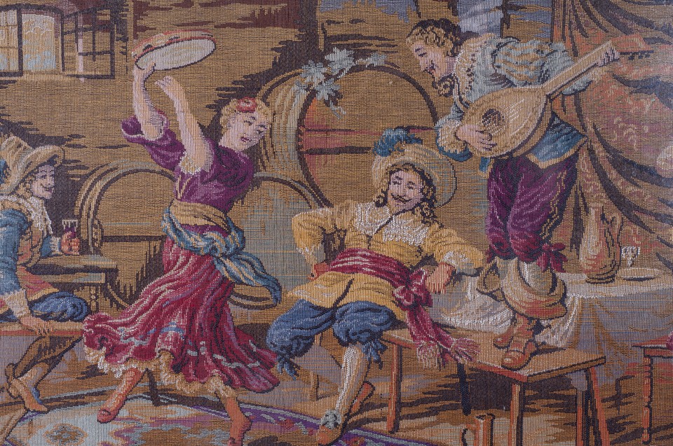 Vintage Framed Tapestry Spanish Renaissance Medieval Needlepoint Art 32 ...