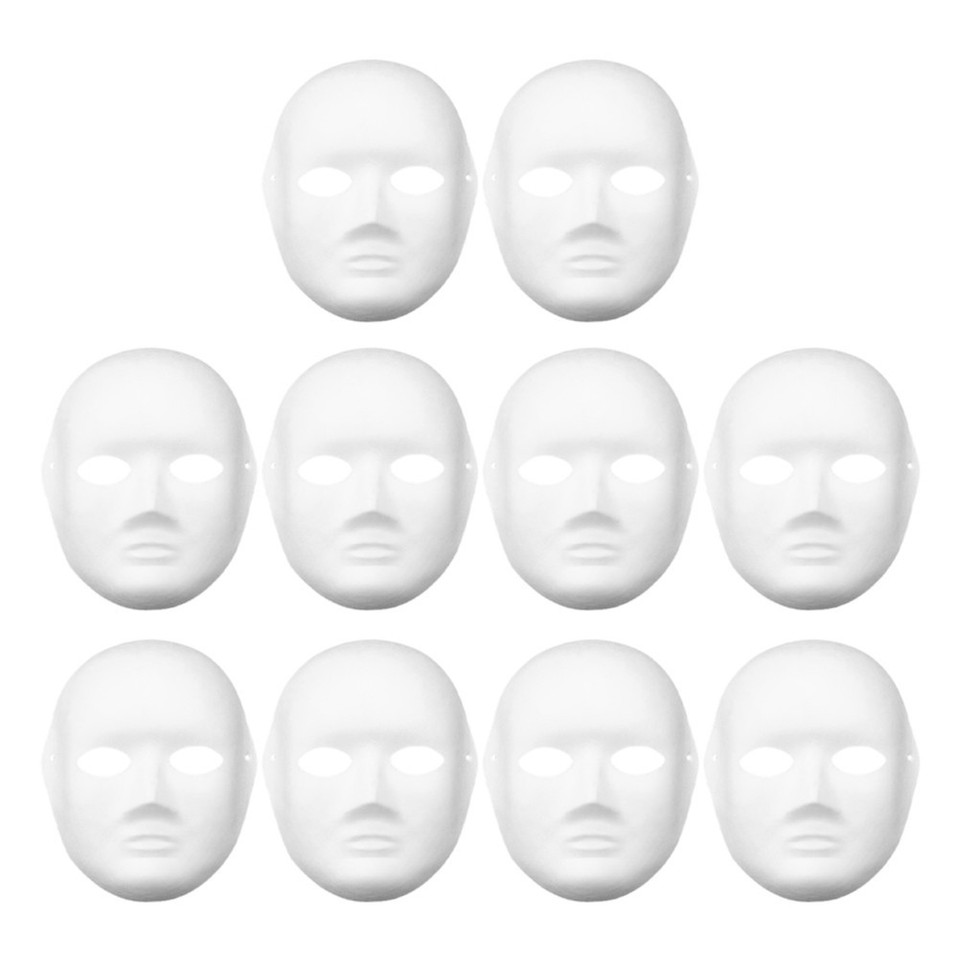 10pcs Paper Masks DIY Paintable Mask White Plain Mask Costume Mask ...
