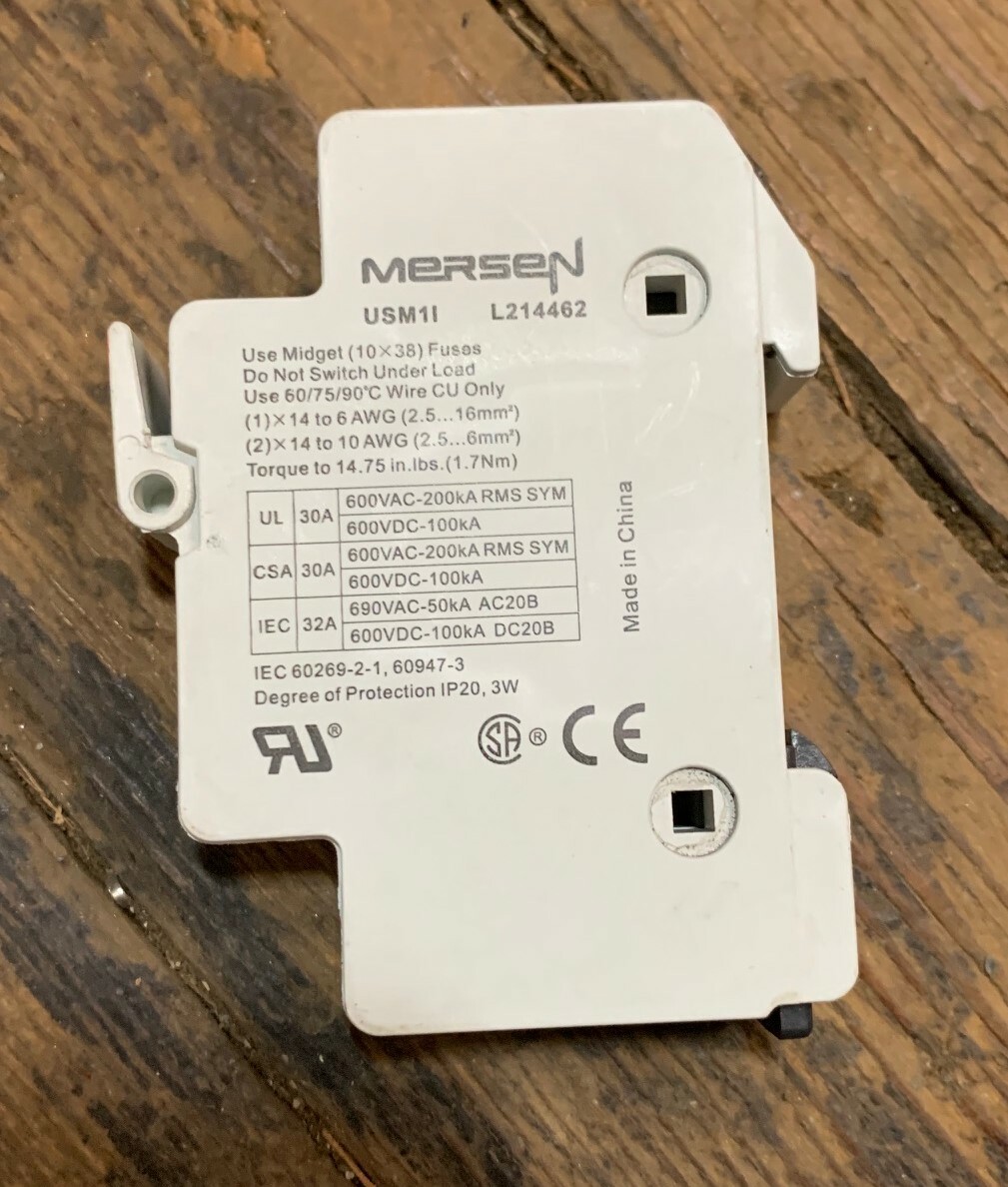 FERRAZ SHAWMUT USM1I FUSE HOLDER WITH 500VAC TIME DELAY FUSE TESTED ...