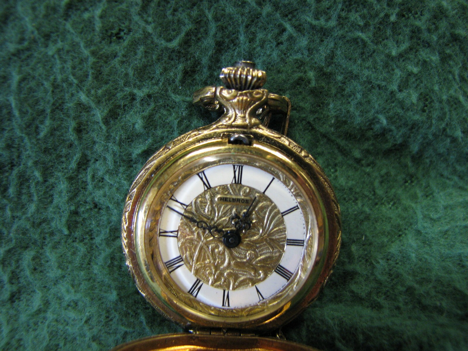 1960's HELBROS Pocket Watch 17J Hunter Gold Filled Case RUNS GREAT W ...