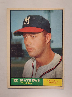 1961 TOPPS BASEBALL EDDIE MATHEWS MILWAUKEE BRAVES #120 BASEBALL CARD C ...