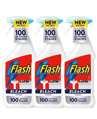 Flash Spray With Bleach Flash Clean & Shine Cuts Grease Powerful Pack 3 ...