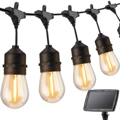 Brightown Solar S14 String Lights Set 34ft Festoon Outdoor Garden 15 ...