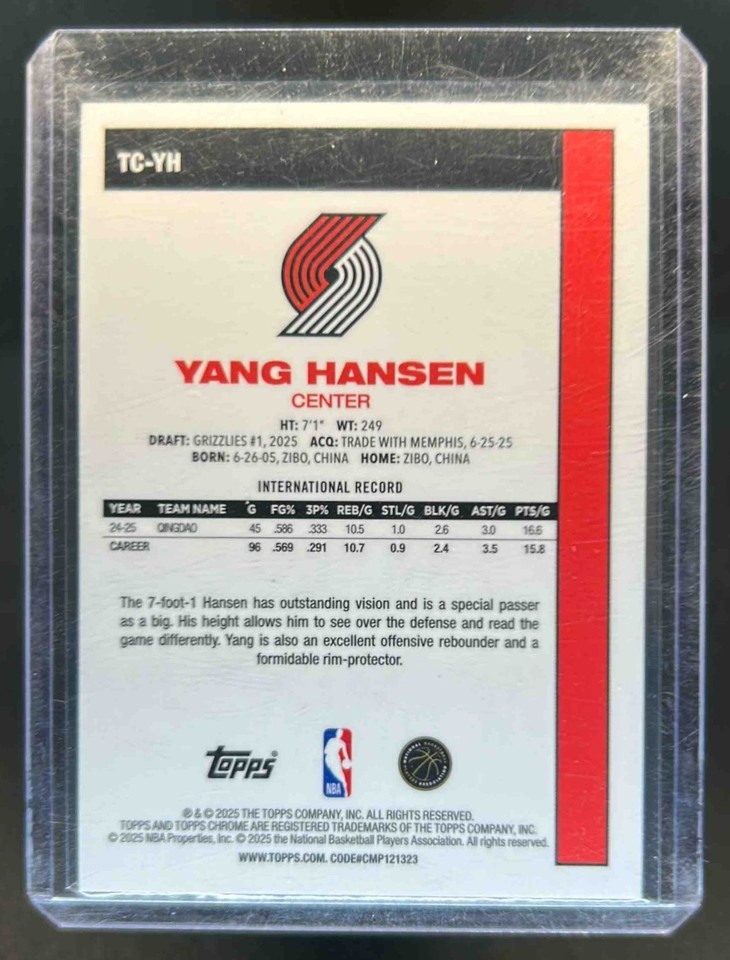 2025-26 Topps Yang Hansen 1980-81 Chrome RC Mojo Refractor #TC-YH Trail ...