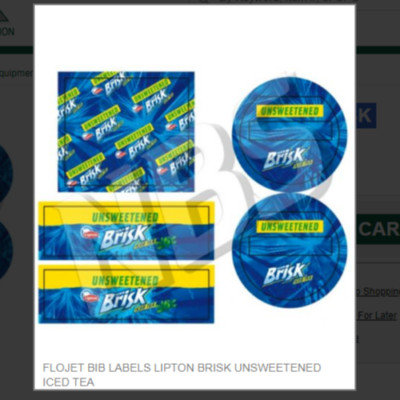 FLOJET BIB LABELS LIPTON BRISK UNSWEETENED ICED TEA # CP011619 | eBay