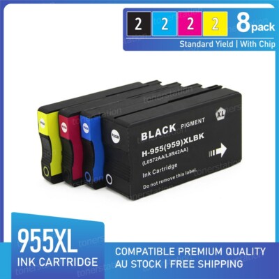 8x Non-OEM Ink Cartridges 955XL for HP Officejet Pro 7730 8210 8710 ...