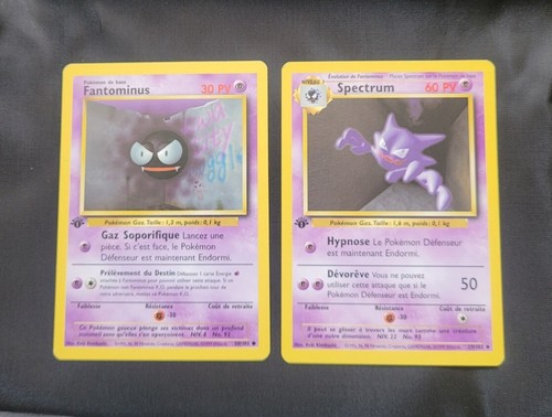 Gastly 50 & Haunter 29/102 1st Edition French Pokemon Card Base Set NM ...