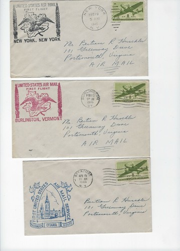 First Flight Airmail Covers AM New York, Burlington, Ottawa (Lot # 3107 ...