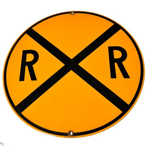 Vintage Porcelain Enamel Metal 10" Sign RR Railroad Crossing 2000 Ande ...