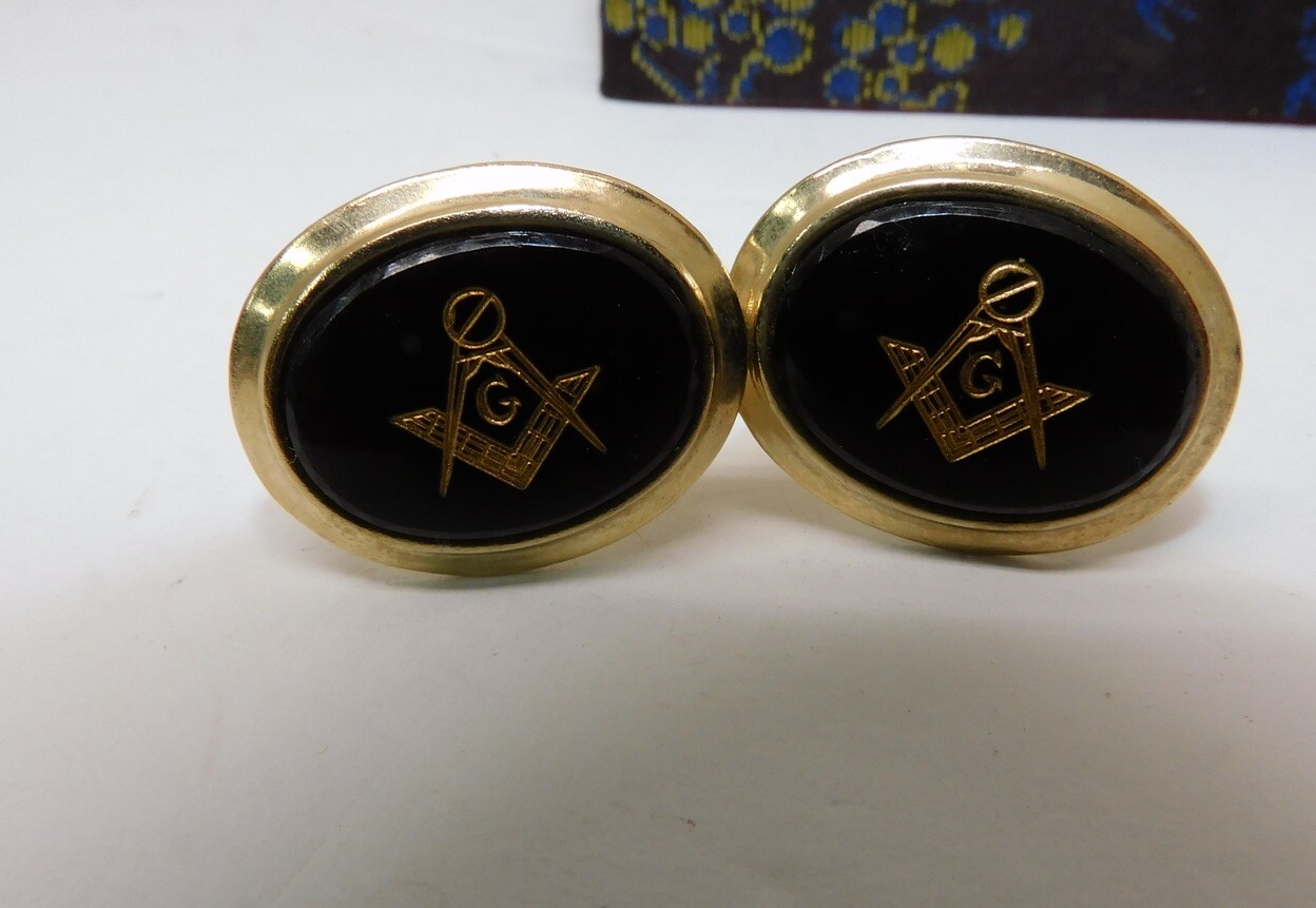 Vintage Masonic Freemason Cufflinks And 2 Tie Clips T… - Gem