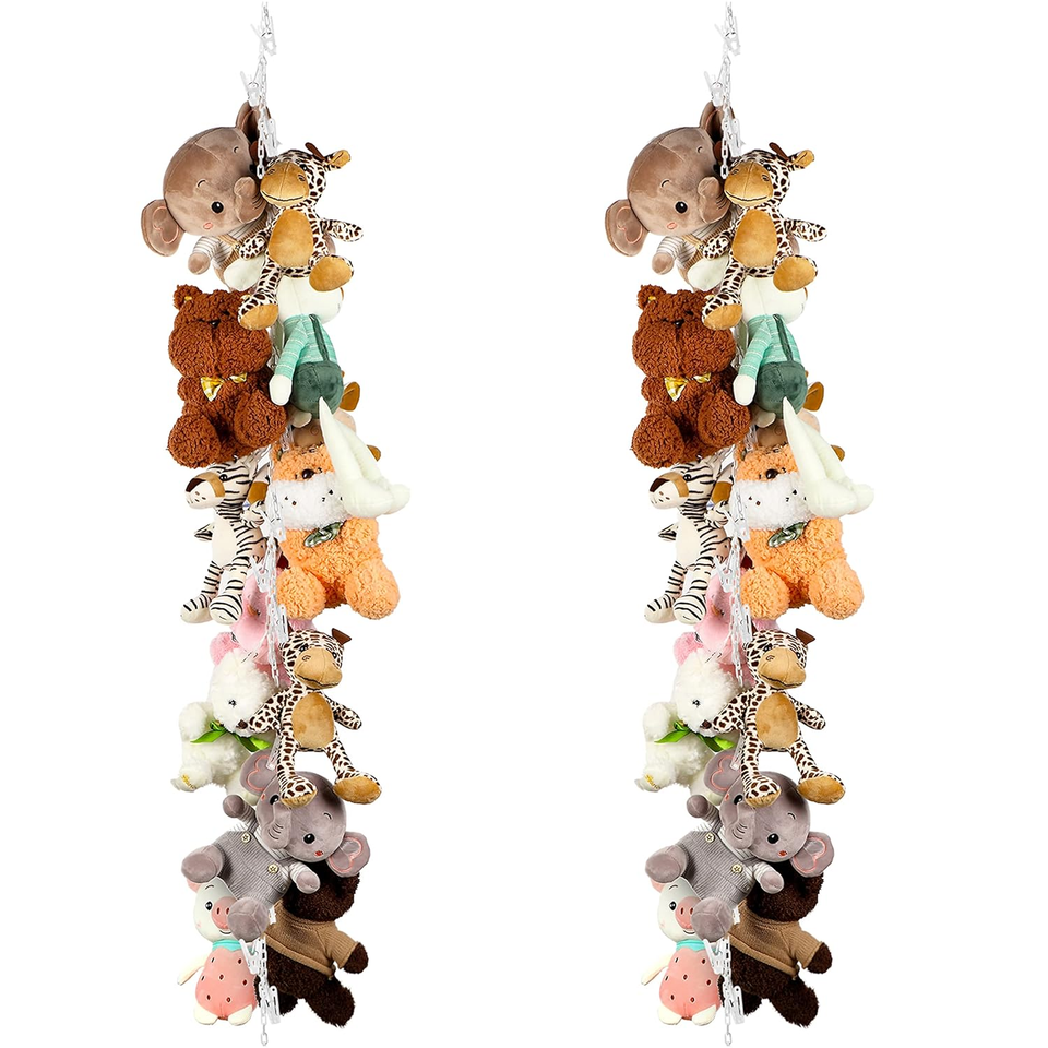 2 Pieces Stuffed Animals Storage Chain Toy Chain Organizer with 40 ...