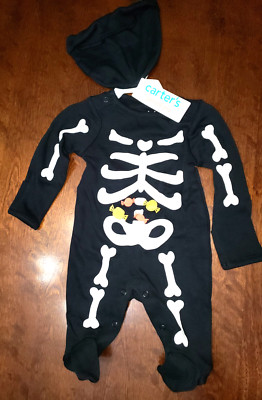 BABY BOY GIRL NEW NWT newborn SKELETON SLEEPER WITH HAT RIBS CANDY ...