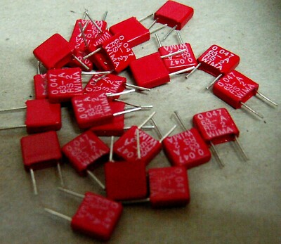 25 x Wima MKS-2 47nf 63v 5mm pitch polyester film capacitor ...