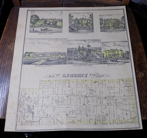 1875 Map of LIBERTY TOWNSHIP, LOGAN COUNTY, OHIO & Birds-Eye View of De ...