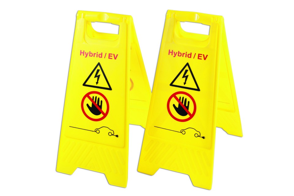 Electric Vehicle Hybrid Warning Sign Floor Standing Workshop / Bodyshop ...
