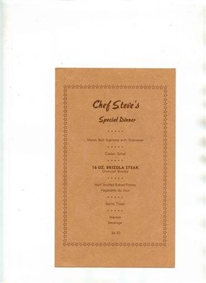 Chef Steve's Special Dinner Menu Brizola Steak | eBay