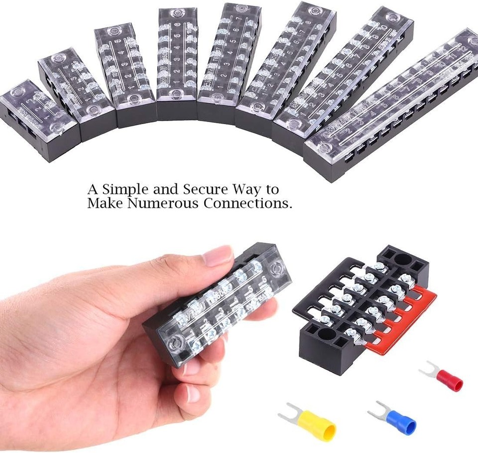 70-Piece Terminal Block Set: 600V/15A Dual Row Screw Terminals ...