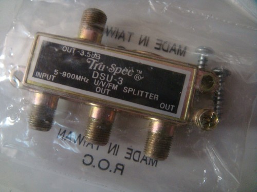 LOT OF 2 NEW DSU-3 5-900MHz 3-way Diecast Sat Cable TV U/V/FM Splitter ...