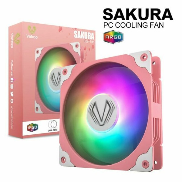 Vetroo 120mm Sakura Pink Frame Computer Case Cooling Fan for sale ...