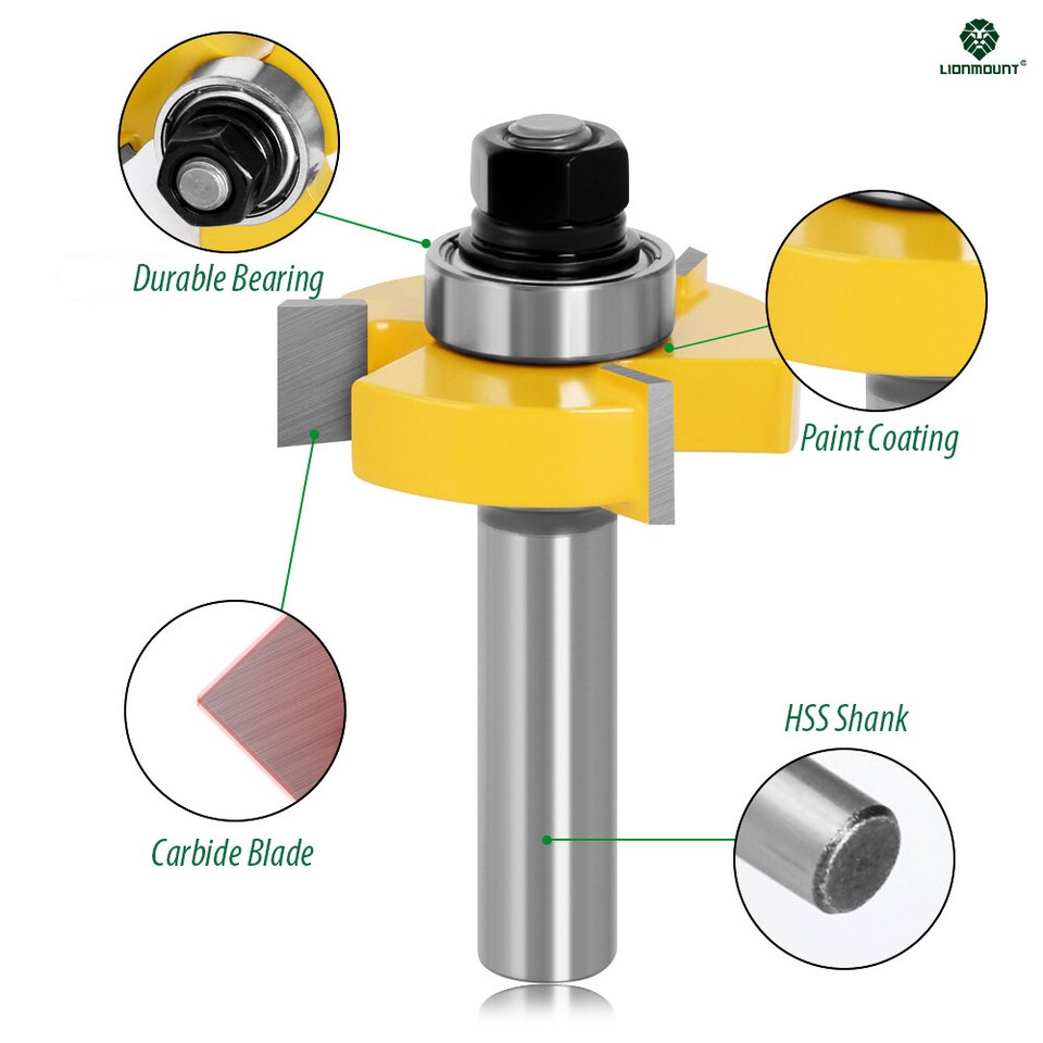 1/2 12mm 8mm Shank Joint Router Bits Set Tongue and Groove Cutter 1/2x1 ...