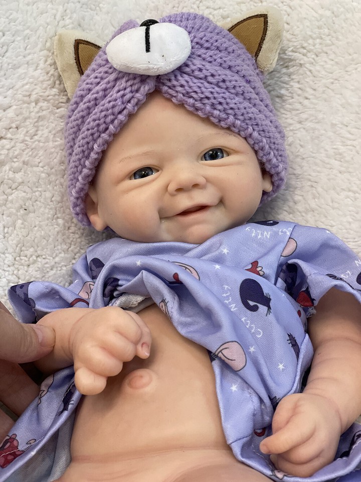 42cm Open Eyes Vivienne Baby Reborn Dolls Full Body Solid Silicone ...