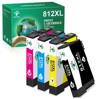 4-Pack Compatible 812XL Ink For Epson WorkForce WF-7840 WF-7820 WF-7310 ...