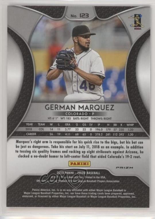 2019 Panini Prizm Tier II Pink Prizm German Marquez #123 | eBay