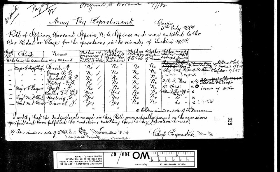 Quarter Master Sarjeant George Harding Egypt Medal,Khedives Star & LS ...