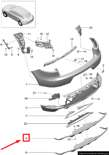 PORSCHE MACAN 95B Rear Bumper Lower Trim 95B807834A 1E0 NEW GENUINE ...