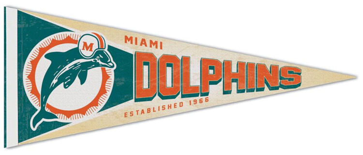 MIAMI DOLPHINS NFL Retro 1970s Style Premium Felt MIAMI DOLPHINS NFL Retro 1970s Style Premium Felt