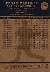 2002 Fleer Tradition Seattle Mariners Baseball Card #255 Edgar Martinez ...