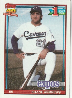 FREE SHIPPING-MINT-1991 Topps Shane Andrews #74 EXPOS-40 YEARS OF ...